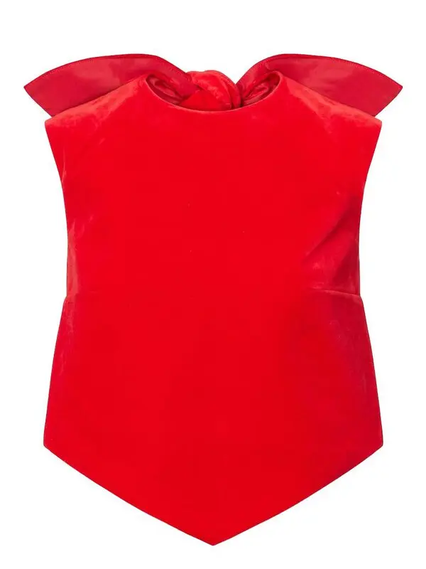 Patou Cotton Velvet Crop Top - Red