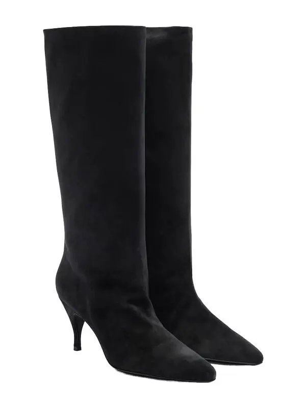 HERBERT LEVINE Silhouette Suede Knee-high Boots - Black