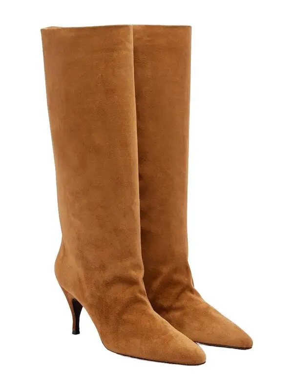 HERBERT LEVINE Silhouette 80 Suede Knee-high Boots - Beige