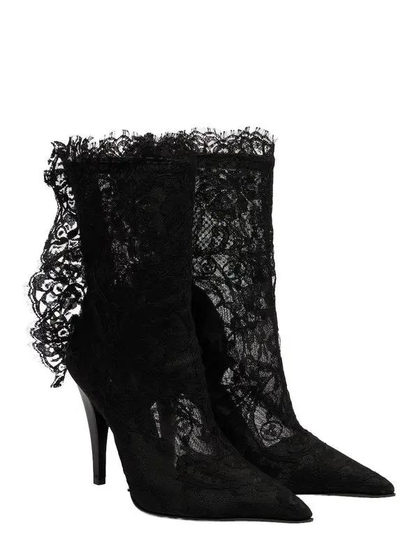 Alexander McQueen Heron 105 Lace Ankle Boots - Black