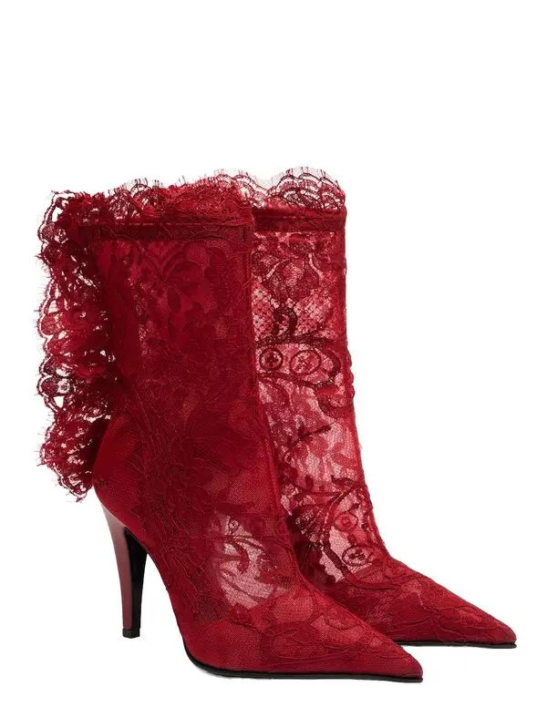 Alexander McQueen Heron 105 Lace Ankle Boots - Red