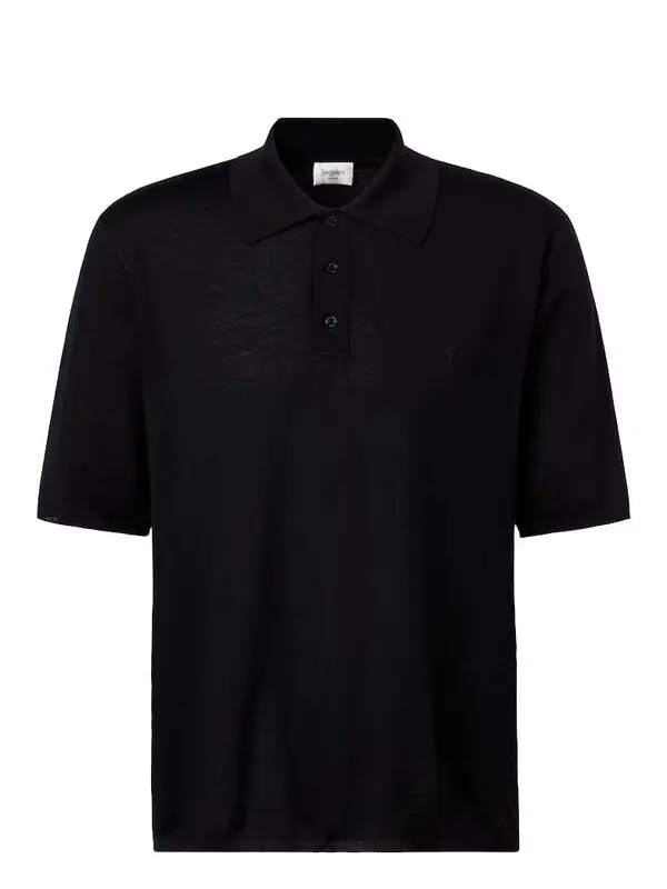 Saint Laurent Wool Polo Shirt - Black