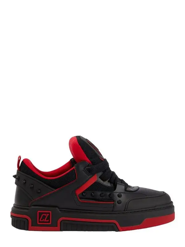 CHRISTIAN LOUBOUTIN Astroskate Spiked Leather-trimmed Sneakers - Black