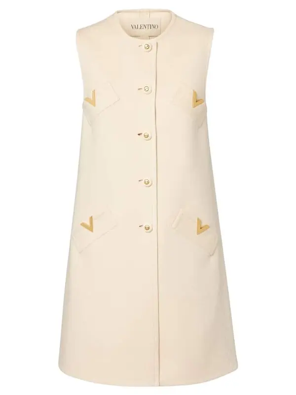 Valentino Garavani Vgold Wool And Cashmere Minidress - Beige