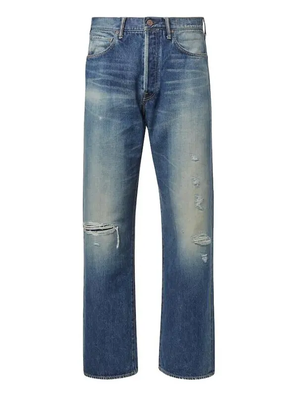 Visvim Social Sculpture 01 Distressed Straight Jeans - Blue