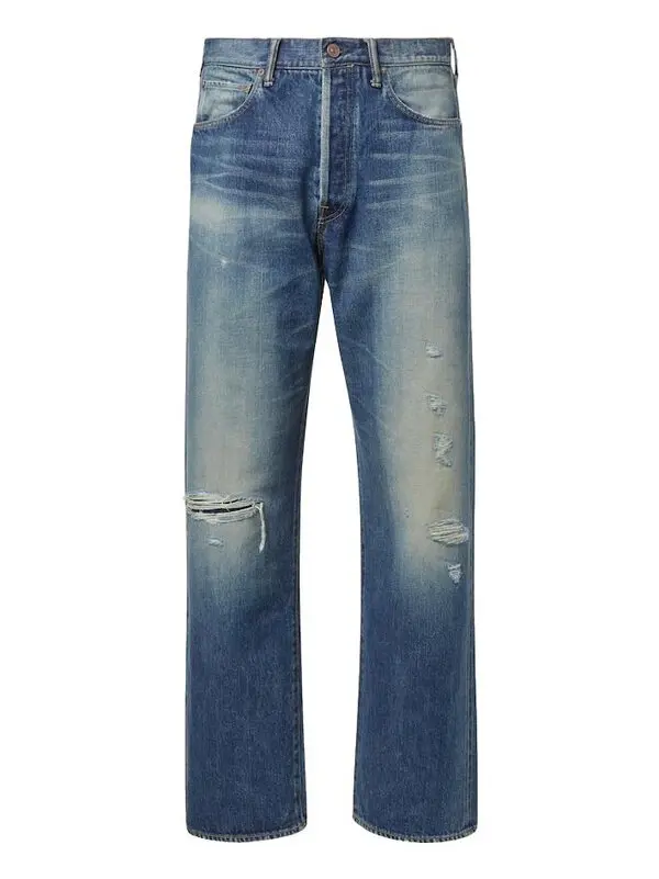Visvim Social Sculpture 01 Distressed Straight Jeans - Blue