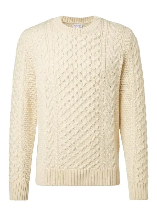 Sunspel Cable-knit Merino Wool Sweater - White