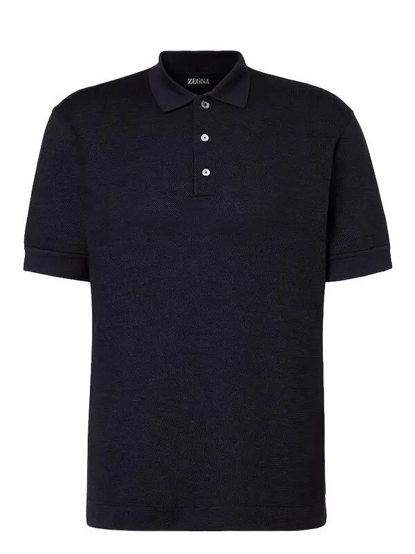 Zegna Cotton And Silk Polo Shirt - Blue