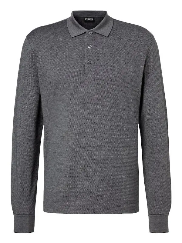 Zegna Cotton And Silk Polo Shirt - Grey
