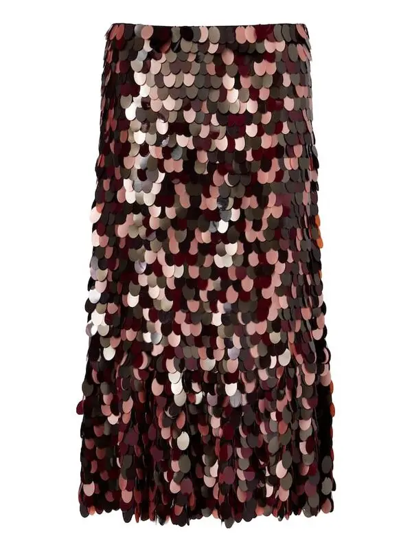 Dries Van Noten Sequined Midi Skirt - Burgundy