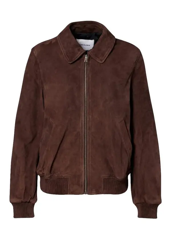 YVES SALOMON Suede Bomber Jacket - Brown
