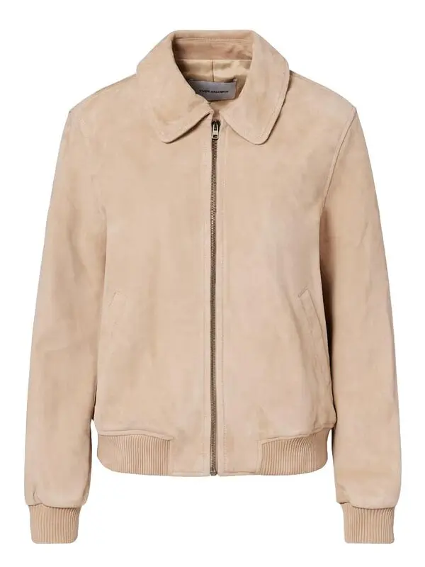 YVES SALOMON Suede Bomber Jacket - Beige