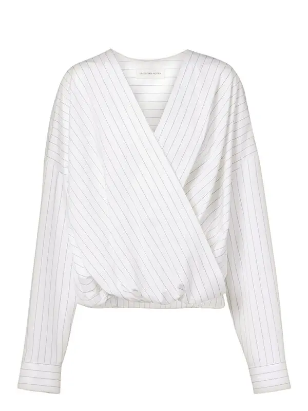 Dries Van Noten Striped Cotton Top - Blue