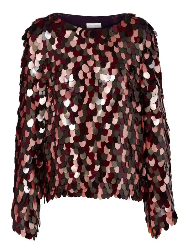 Dries Van Noten Sequined Top - Burgundy