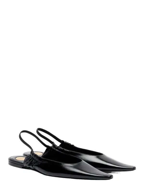 Saint Laurent Leather Slingback Flats - Black