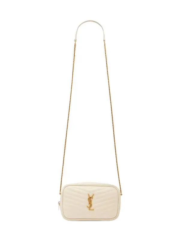 Saint Laurent Lou Mini Matelassé Leather Camera Bag - White