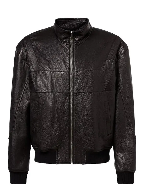 Saint Laurent Leather Bomber Jacket - Black
