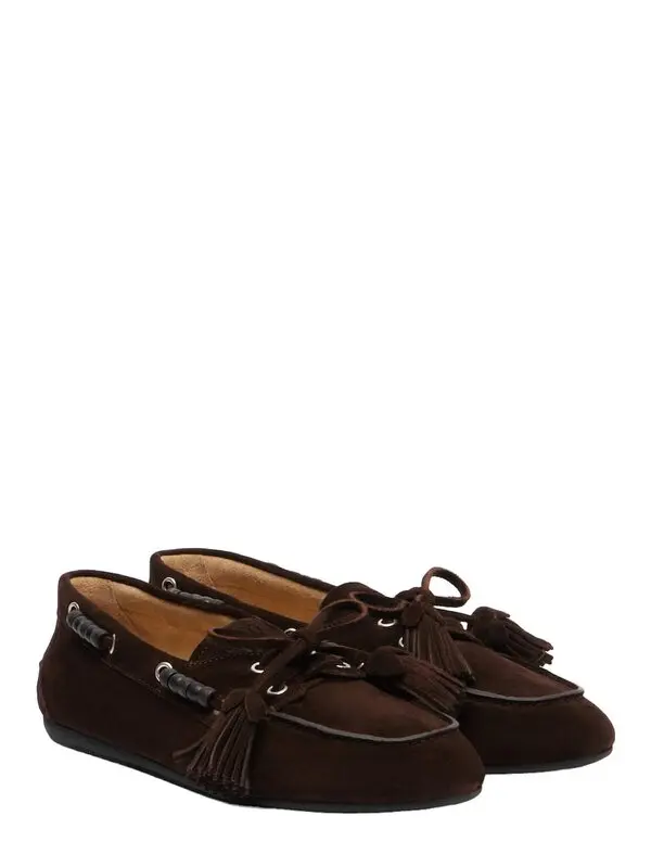 Miu Miu Beaded Suede Loafers - Brown