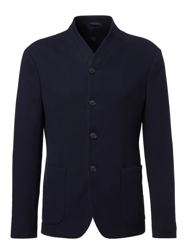 Giorgio Armani Dark Navy Jersey Jacket - Blue