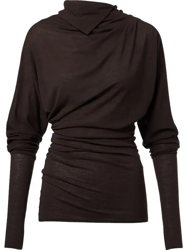 Proenza Schouler Golda Gathered Jersey Top - Brown