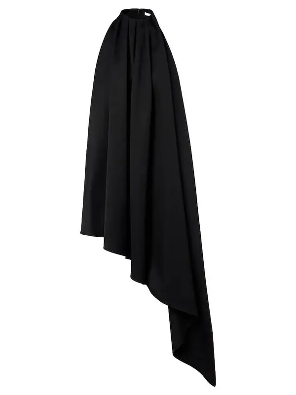 Givenchy Asymmetric Draped Wool Cocktail Dress - Black