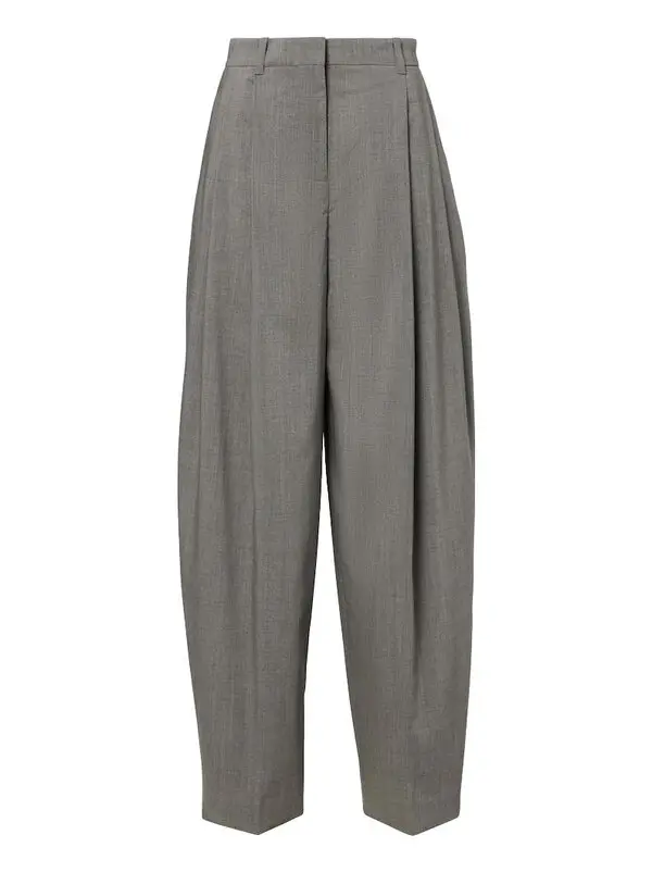 Jacquemus Pleated Wool Wide-leg Pants - Grey
