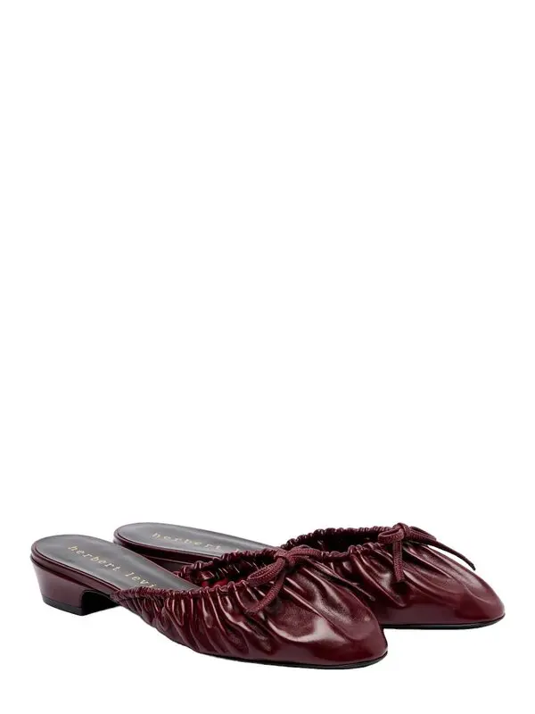 HERBERT LEVINE Gather Around Patent Leather Mules - Burgundy