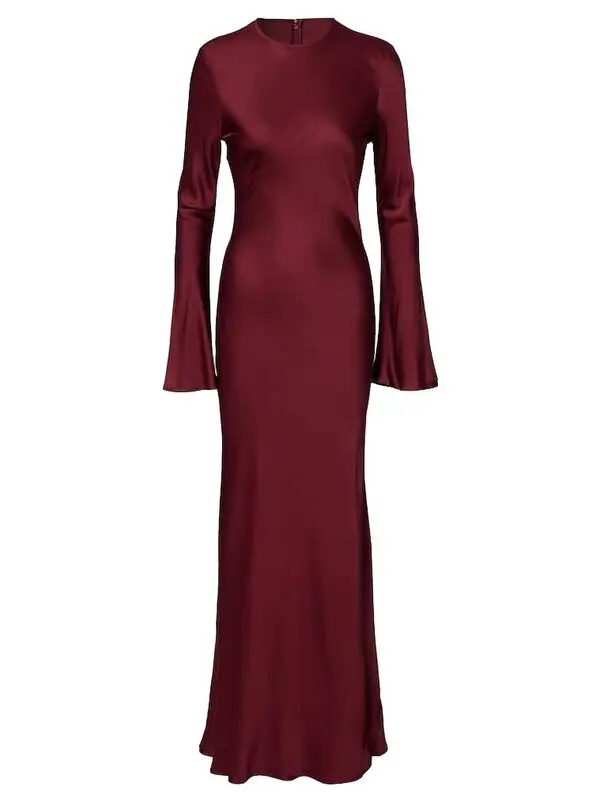 Remain Birger Christensen Signe Satin Gown - Burgundy