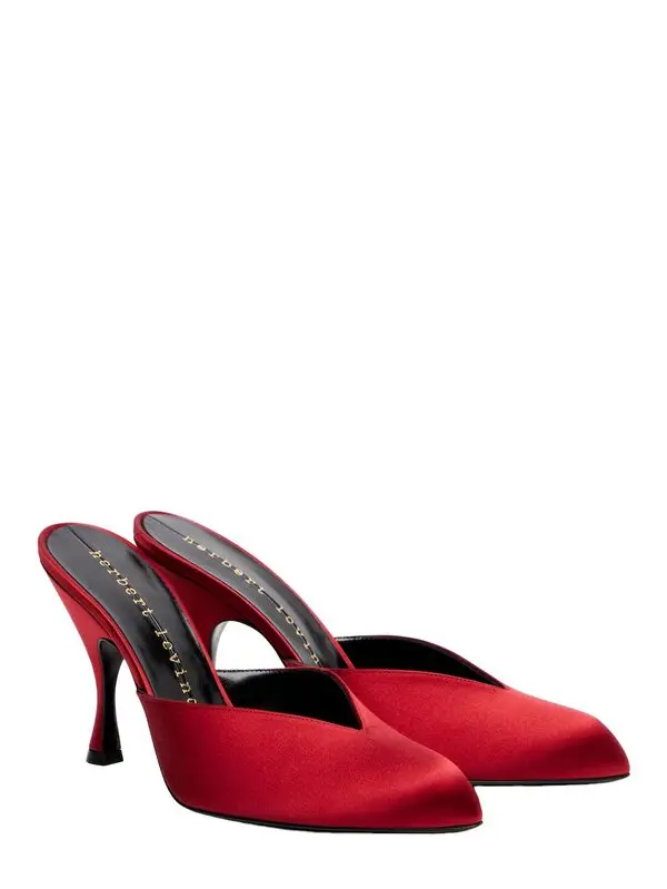 HERBERT LEVINE Sitting Pretty 95 Satin Mules - Red
