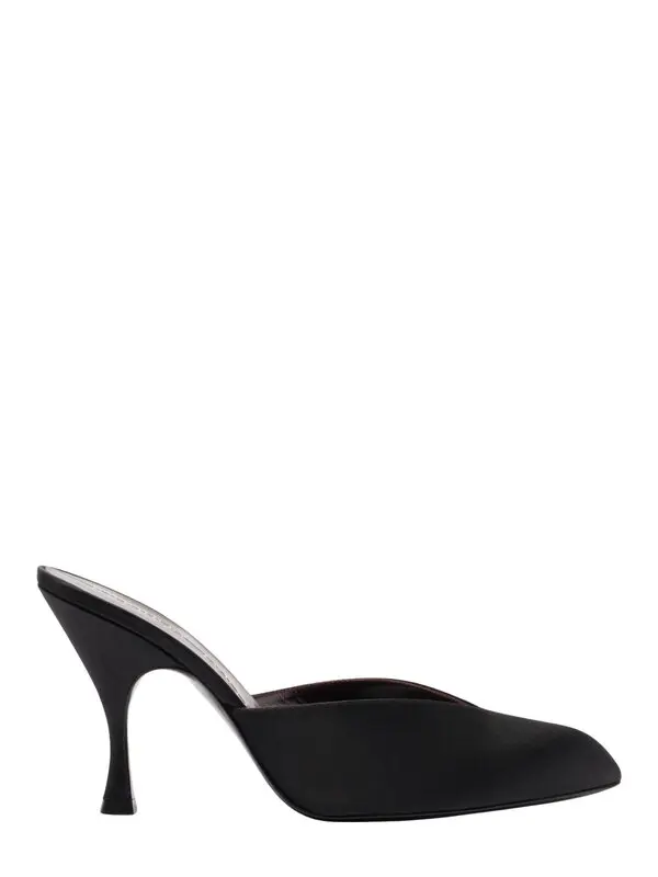 HERBERT LEVINE Sitting Pretty Satin Mules - Black