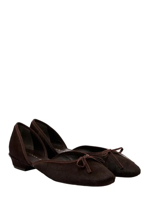 HERBERT LEVINE 24/7 Calf Hair D'orsay Ballet Flats - Brown