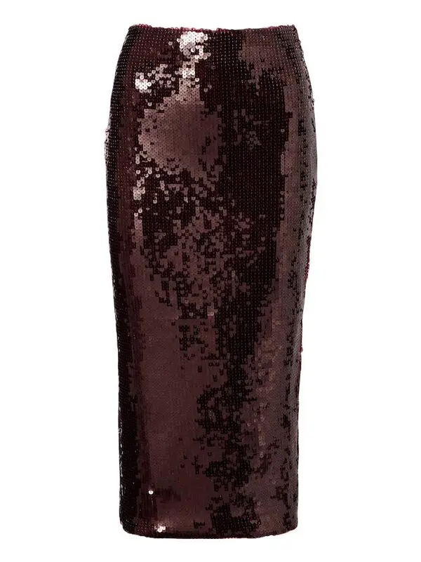 ROTATE BY BIRGER CHRISTENSEN Georgia Sequined Pencil Skirt - Burgundy
