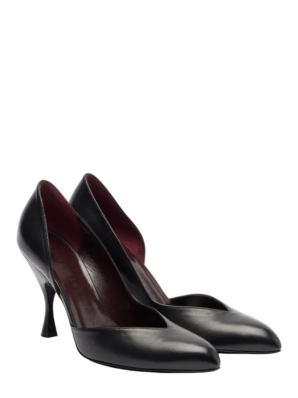 HERBERT LEVINE Leather Pointed Toe Pumps - Black