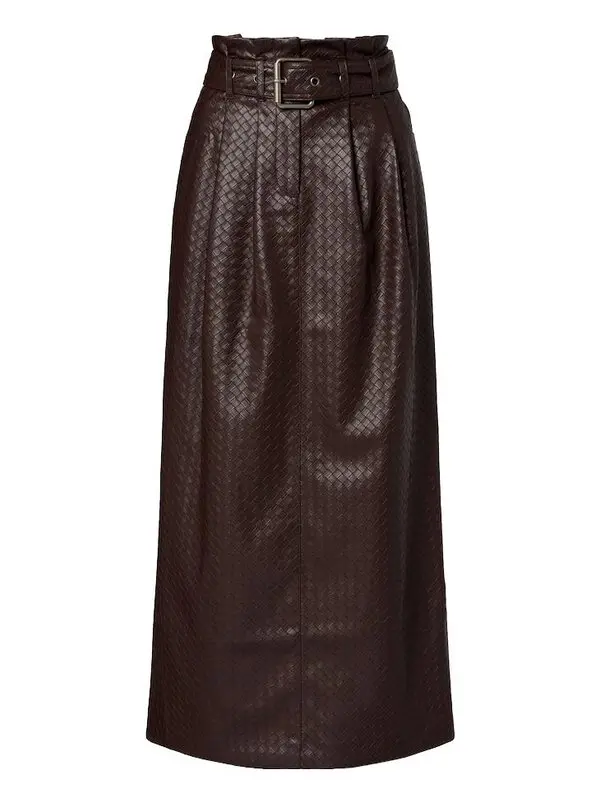 Remain Birger Christensen Anatta Belted Woven Midi Skirt - Brown