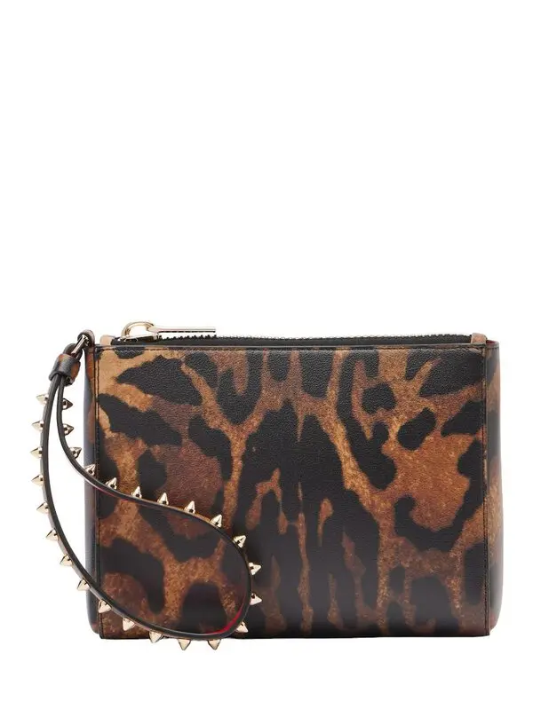 CHRISTIAN LOUBOUTIN Cabata Small Leopard-print Leather Pouch - Brown
