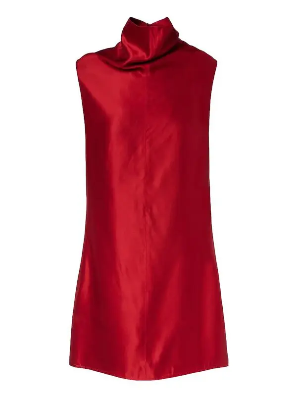Khaite Daria Turtleneck Satin Minidress - Red