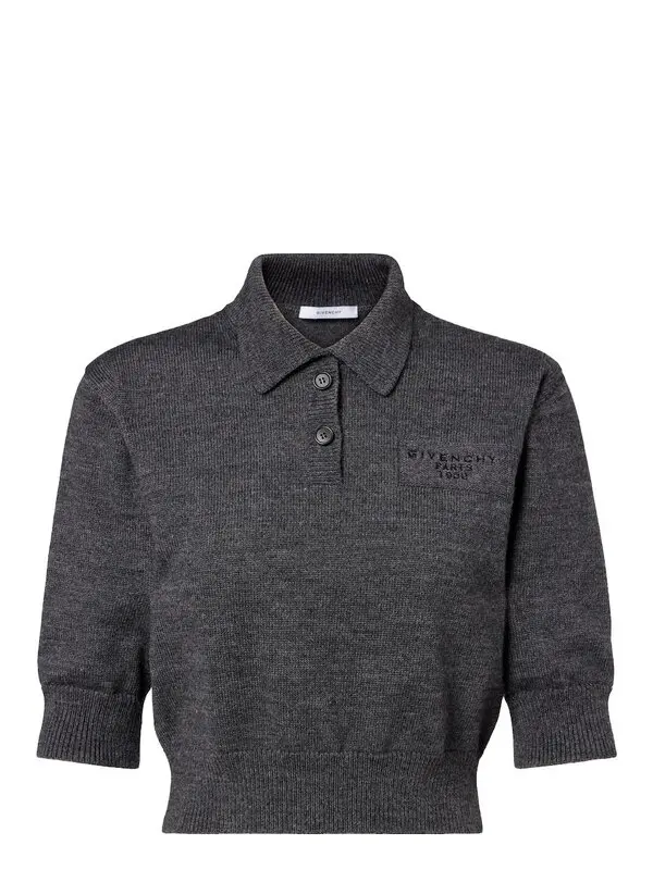 Givenchy Cropped Wool And Alpaca Polo Sweater - Grey