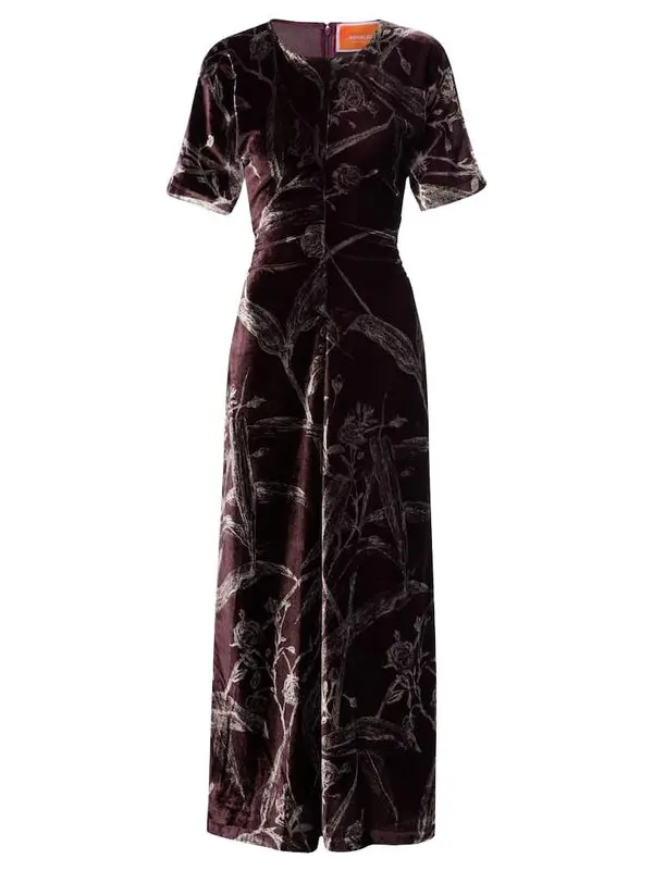 La DoubleJ Angelica Printed Satin Midi Dress - Burgundy