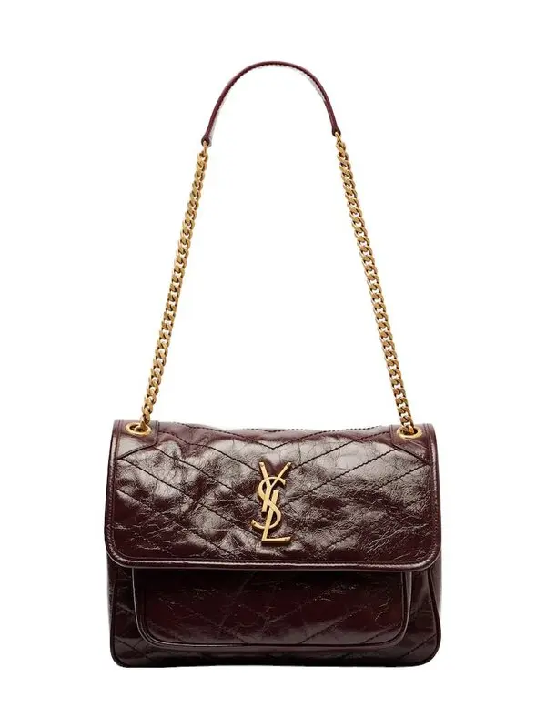 Saint Laurent Niki Medium Leather Shoulder Bag - Burgundy