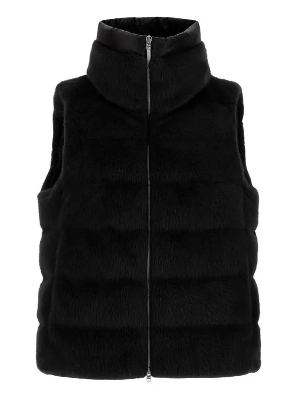Herno Eco Fur Quilted Padded Vest - Black