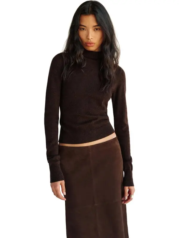 REFORMATION Jett Cashmere Turtleneck - Brown