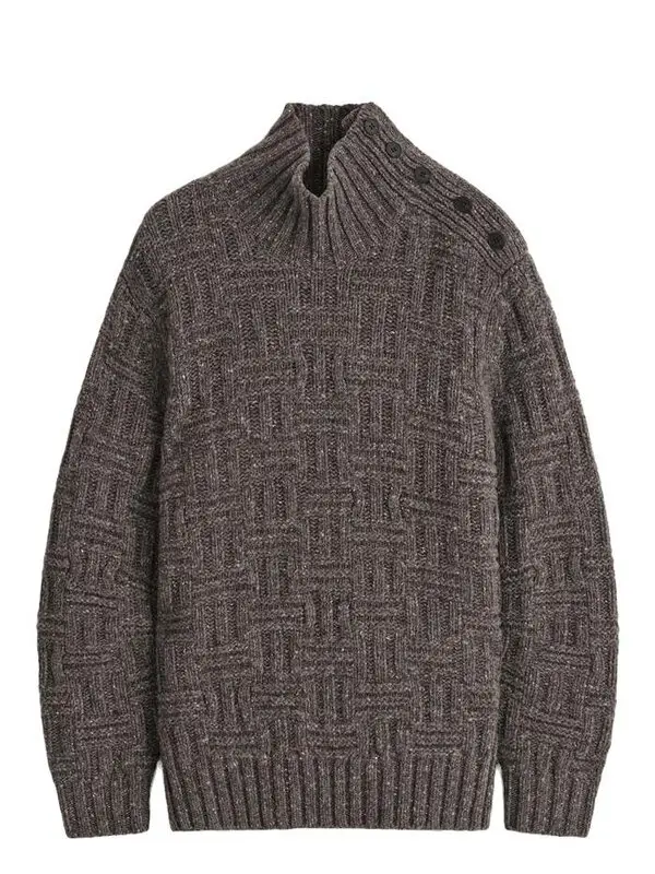 Cos Basketweave Wool Knit Sweater - Brown