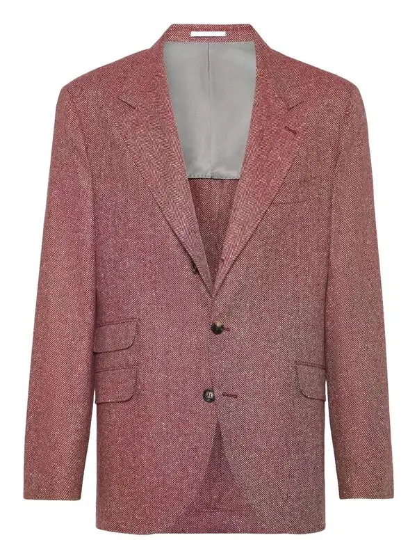 Brunello Cucinelli Herringbone Deconstructed Blazer - Red