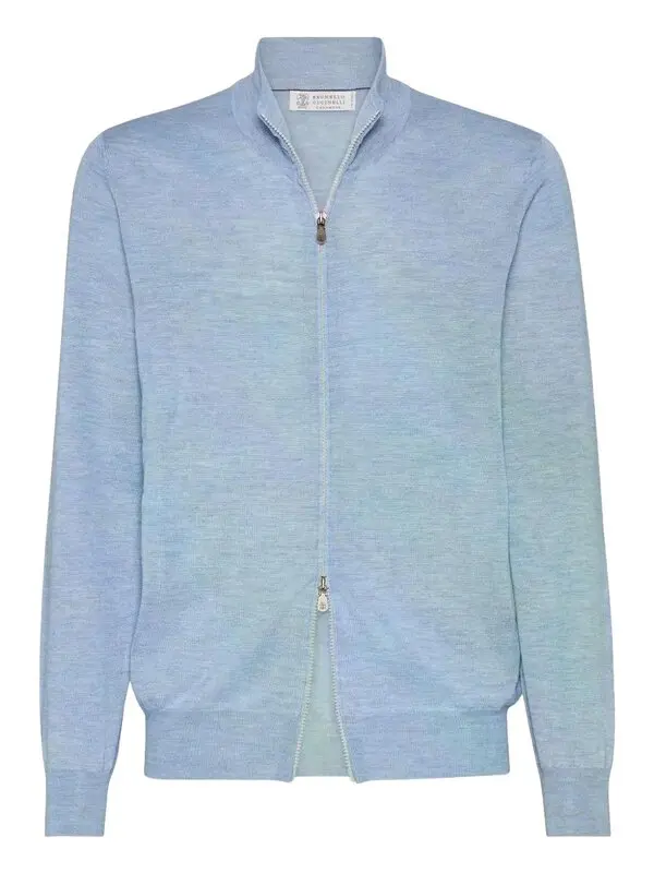 Brunello Cucinelli Zip-neck Cardigan - Blue
