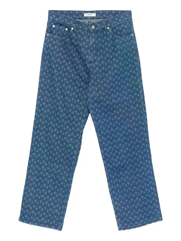 Sandro Monogram Wide-leg Jeans - Blue