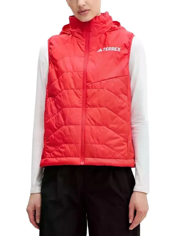 Adidas Quilted Hooded Gilet - Red