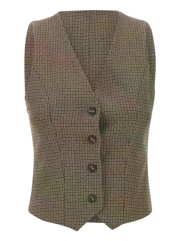 KAOS Houndstooth Button Vest - Brown