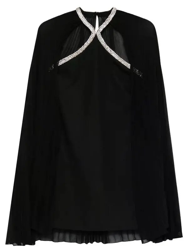 Sandro Pleated-cape Embellishment Mini Dress - Black