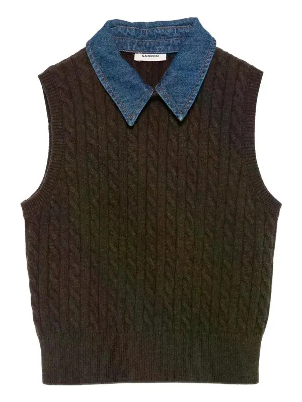 Sandro Cable-knit Vest - Brown