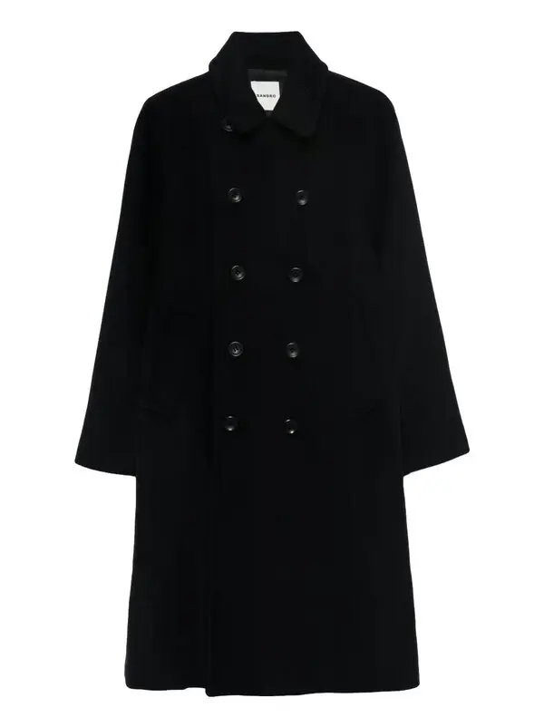 Sandro Double-breasted Overcoat - Blue